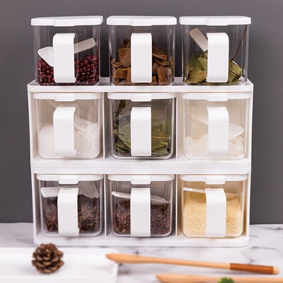 日本NSH.6261.高品质厨房盐罐 彩盒装调味瓶3件套 横放竖放都可以