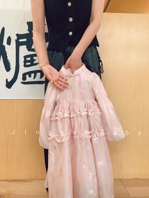 儿童改良旗袍女童新中式盘扣连衣裙中国风长袖秋装中秋国庆汉服