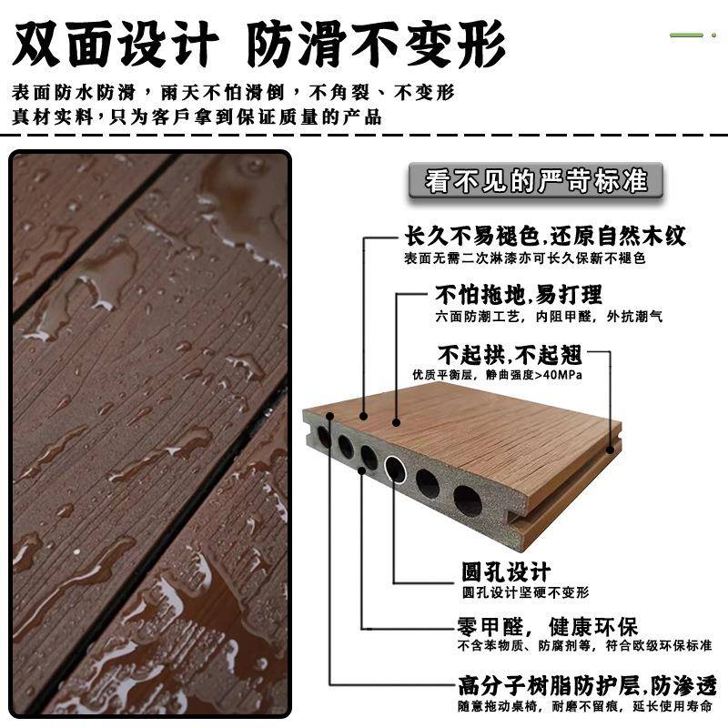 塑木地板户外庭院露台木塑室外pvc防腐木一二代共挤木塑木板