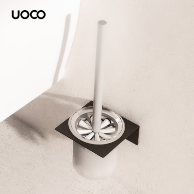 黑色太空铝免打孔浴室马桶刷架