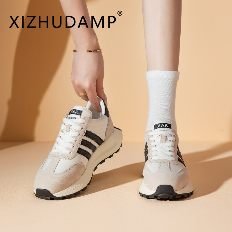 真皮老爹鞋女款2025新款春季爆款ins潮休闲百搭运动小白鞋子女鞋