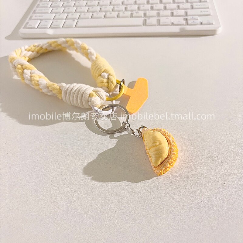 小众ins风创意立体成熟一房榴莲手机挂件尼龙线材编织挂链短款手腕带手机链防丢百搭耳机套钥匙扣ccd便携挂绳