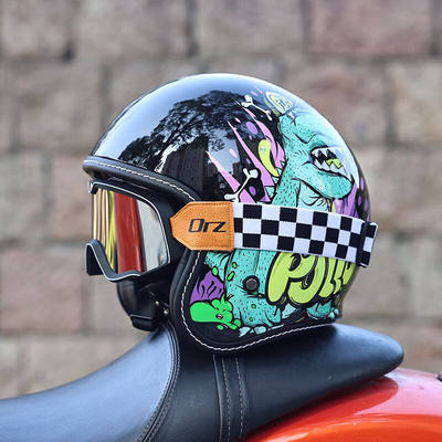 日本araione摩托车哈雷复古巡航头盔男女半盔3C认证3/4盔电动车踏