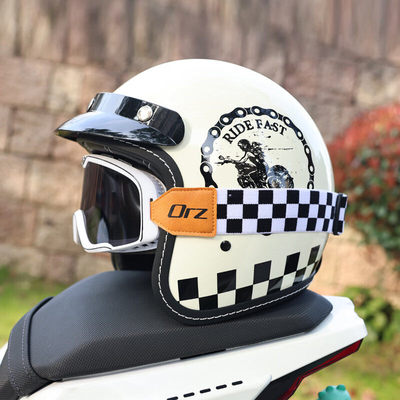 日本araione摩托车头盔男女3C认证3/4盔哈雷复古半盔电动车四季可