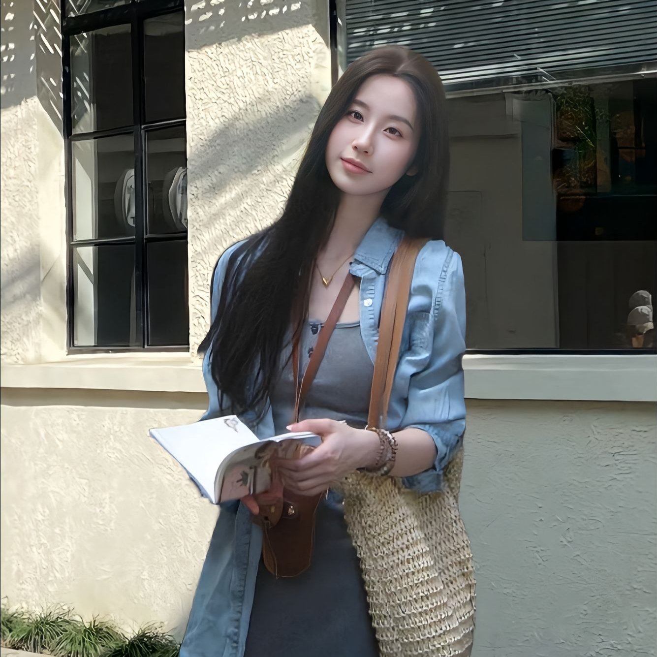法式高级感吊带连衣裙女2026新款气质显瘦长裙牛仔套装