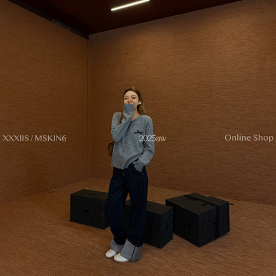 冬蝴蝶结羊毛开衫女显瘦通勤