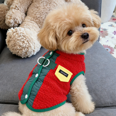 狗狗衣服冬装小型犬冬天防掉毛可牵引比熊泰迪宠物厚款羊羔绒马甲