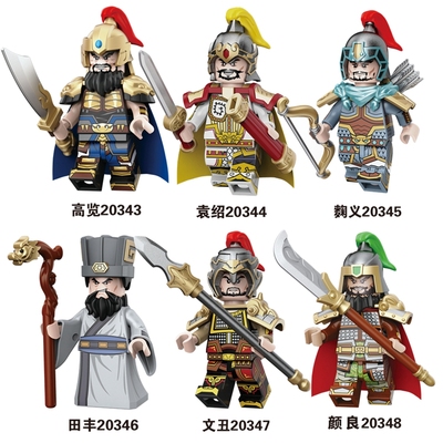 三国人仔袁绍军颜良文丑田丰军师拼装积木人仔玩具2030H