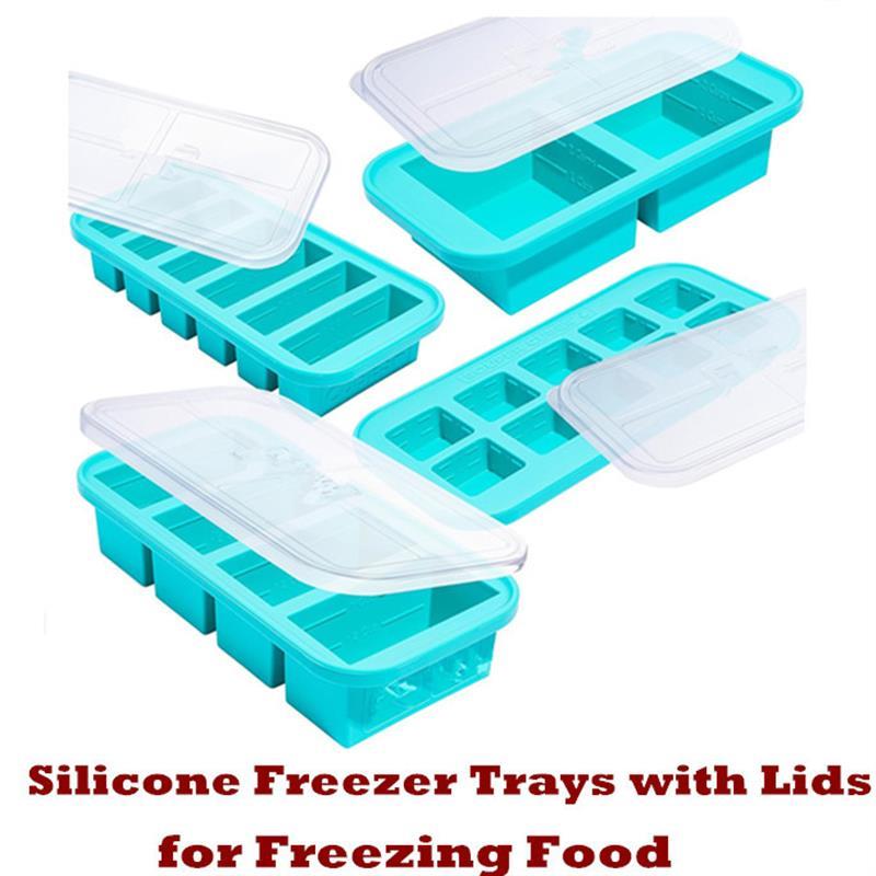Silicone Freezer Trays With Lids Molds Freezing Baby Food