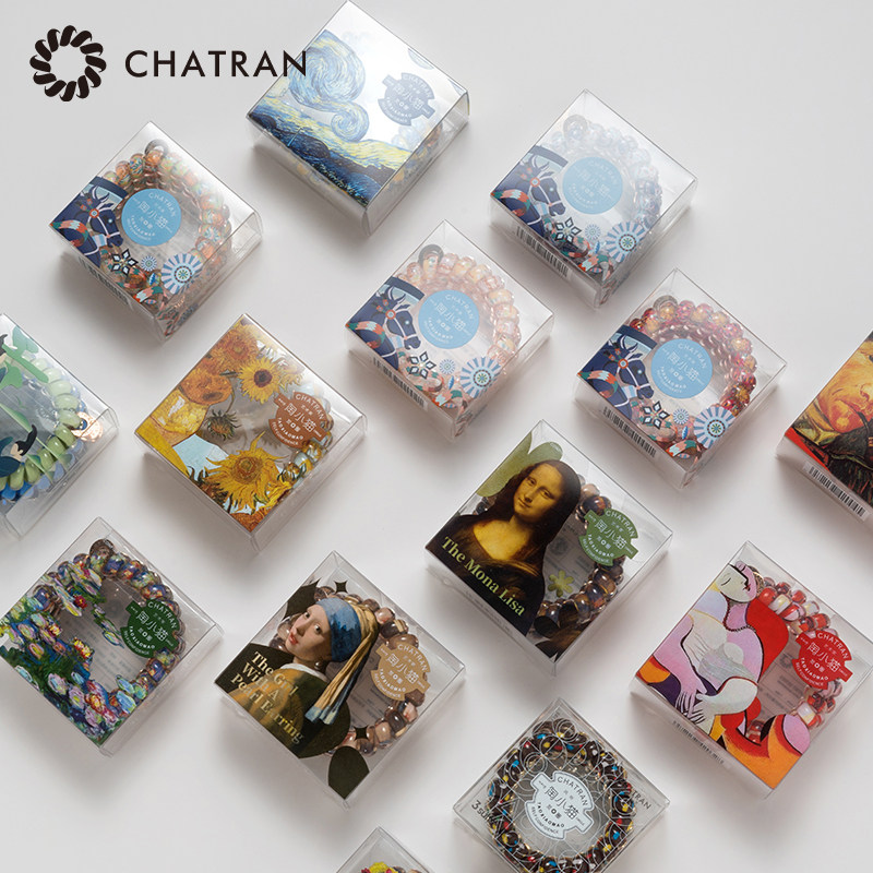 CHATRAN梵高自画像淘小猫电话线发圈大师简约发绳手链头饰皮筋
