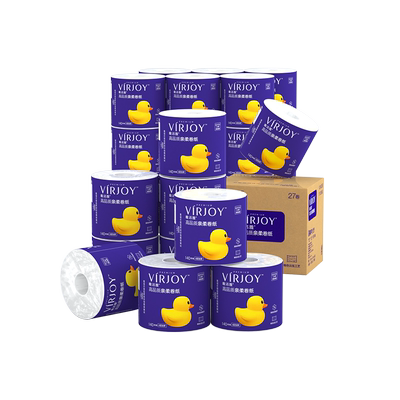 【江衡推荐】Virjoy唯洁雅有芯卷纸卫生纸4层140g27卷可冲马桶