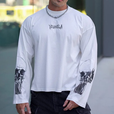 欧美风宽松袖部骷髅印花潮流长袖