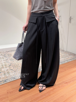 N+PLUS设计感高腰阔腿休闲裤女2026春新款百搭显瘦垂感拖地裤6031