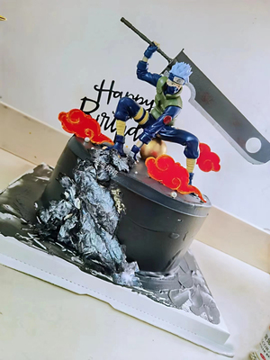火影忍者卡卡西老师男神生日蛋糕装饰配件大刀剑士烘焙卡通摆件