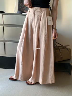 METWO hers百搭苎麻天丝阔腿西裤女2025夏季高腰垂感休闲裤 20789