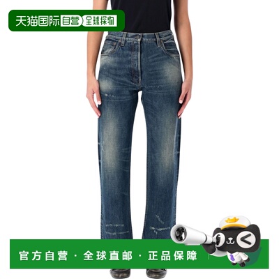 PRADA 女士休闲裤 GFP5361631F0008 AW2025 蓝色直筒裤