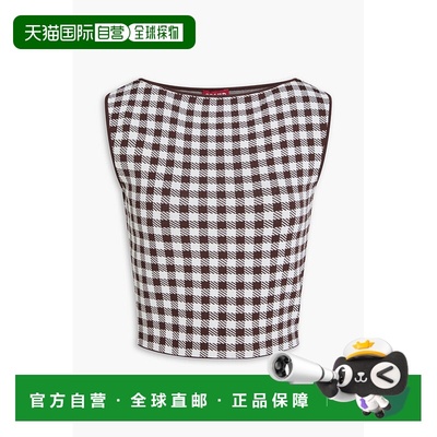 1h可退 潮奢 Staud 女士 Montgomery 短款格纹提花针织上衣 R25R3