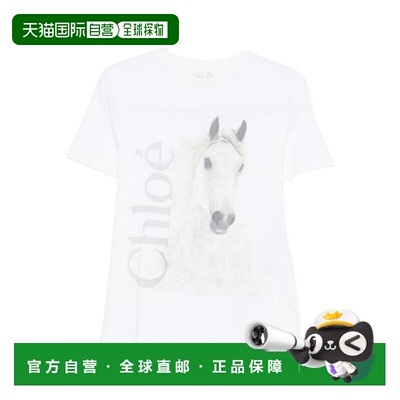 CHLOÉ 女士T恤 CH26SJH11802101 SS2026 白色 FADED HORSE-PRINT