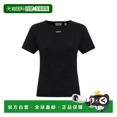 OFF-WHITE 女士T恤 2FA00679T0W003 AW2026 黑色 Ribbed top with