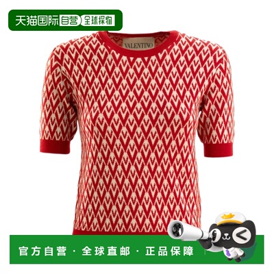 VALENTINO 女士针织衫 BKC62X92M46L AW2025 红色 短袖针织衫