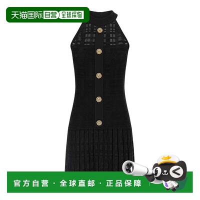 BALMAIN 女士连衣裙 GF1R3375KJ360PA SS2026 黑色 Tartan knit d