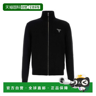PRADA 男士针织衫 UMG245S23211LMF0002 CO 黑色开衫羊绒