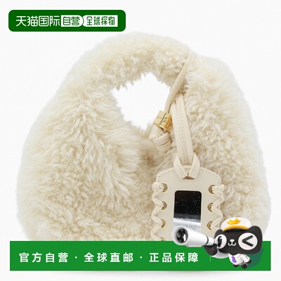 GANNI 女士斜挎包 A6979135 AW2025 白色 FAUX FUR HOBO BAG