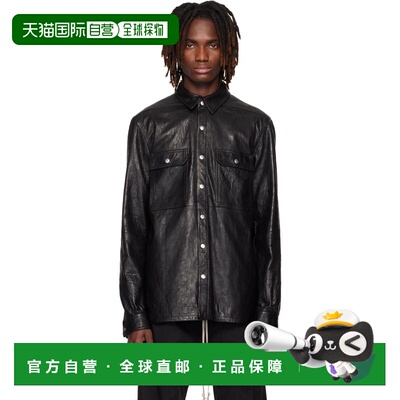 rick owens 瑞克 欧文斯 男士 黑色 Temple Lambskin 皮革夹克 RU