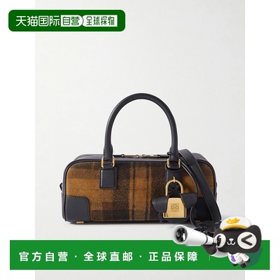 1h可退 潮奢 LOEWE 罗意威 女士 Amazona 23 皮革饰边格纹绒面革