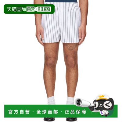 Ami Paris 男士 白色 & 海军蓝 Cotton Elasticated 短裤 USO806C