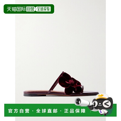 1h可退 潮奢 ZIMMERMANN 女士 兰色嵌花天鹅绒饰边漆皮凉拖 6330F