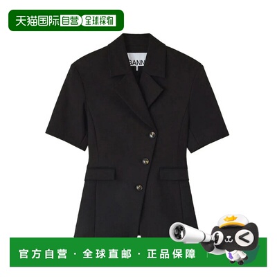 GANNI 女士西服 A1020097099 AW2026 黑色 Short Sleeve Blazer