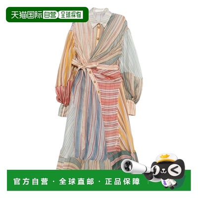 潮奢 ZIMMERMANN 女士 REBELLION 亚麻真丝连衣裙 7030DC261S