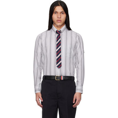潮奢 Thom Browne 汤姆 布朗 男士 灰色 Madras Cotton Repp Stri