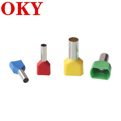 TE0508双线管形预绝缘端子TE10-14针管型护线套TE2513冷压接端头