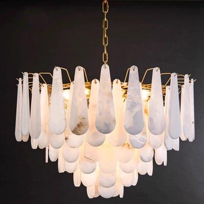 全铜西班牙云石客厅吊灯法式轻奢覆古高级感别墅覆式饭厅卧室灯具