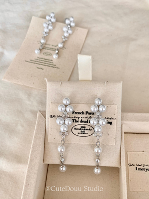 有耳夹！法式珍珠锆石流苏耳饰