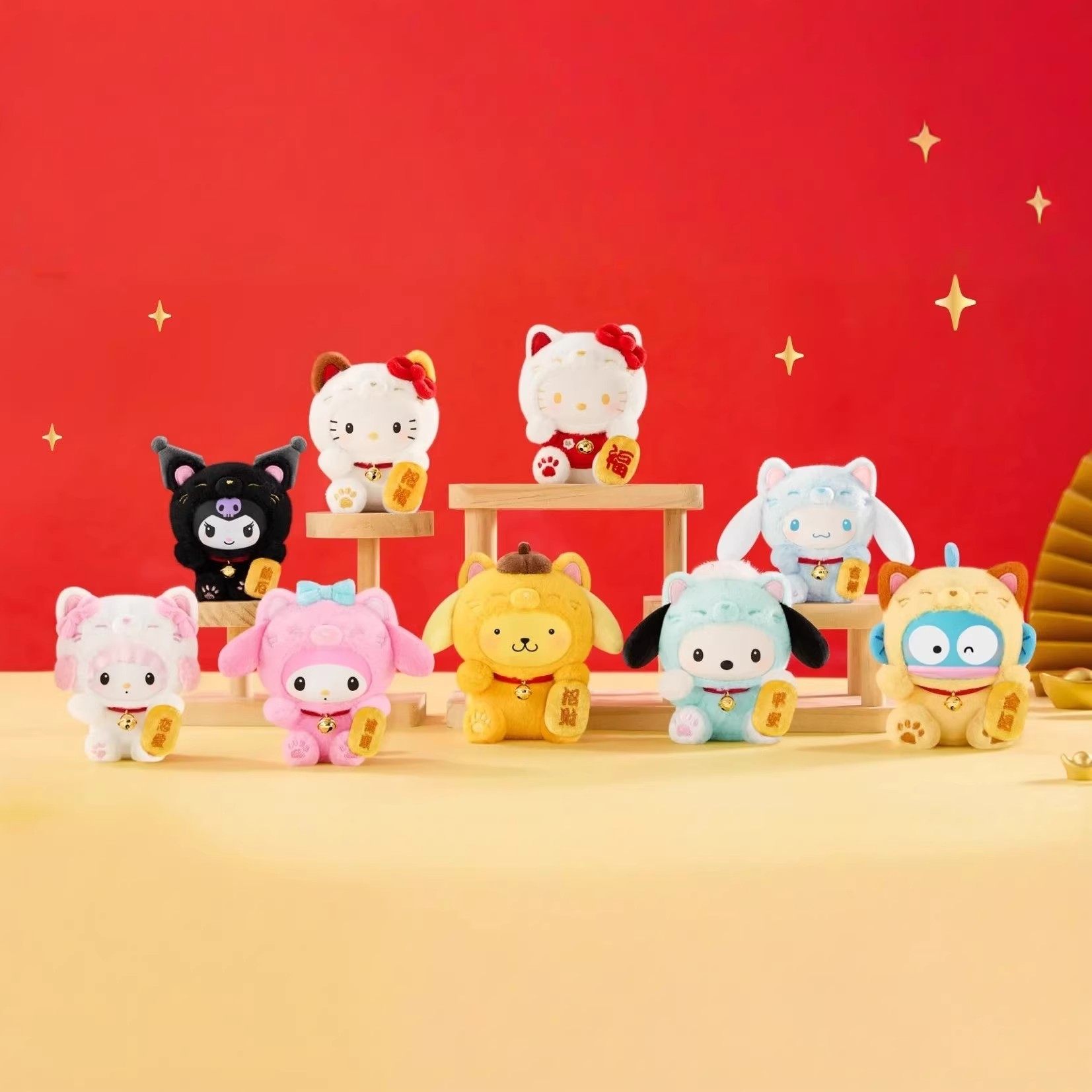 现货正品TOPTOY三丽鸥家族招财猫系列毛绒挂饰盲盒玩偶新年礼物女