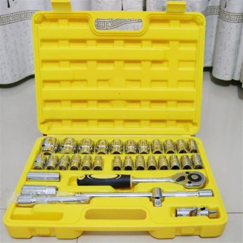 32件套筒扳手h37件汽修工具开口梅花扳手家用工具组套手动工具