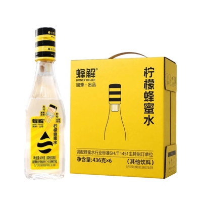 蜂解分离式蜂蜜水柠檬味436g*6瓶解渴清甜果味饮料0添加饮品-CL
