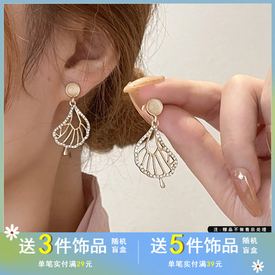 仙气淑女蝴蝶翅膀耳钉气质镂空