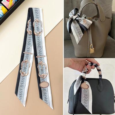 真丝缠包带小丝巾法式