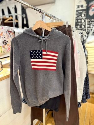 美式复古连帽针织衫毛衣