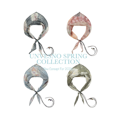 【手工编制】Unvesno(UN)vintage复古繁花元素串珠莱赛尔混纺丝巾