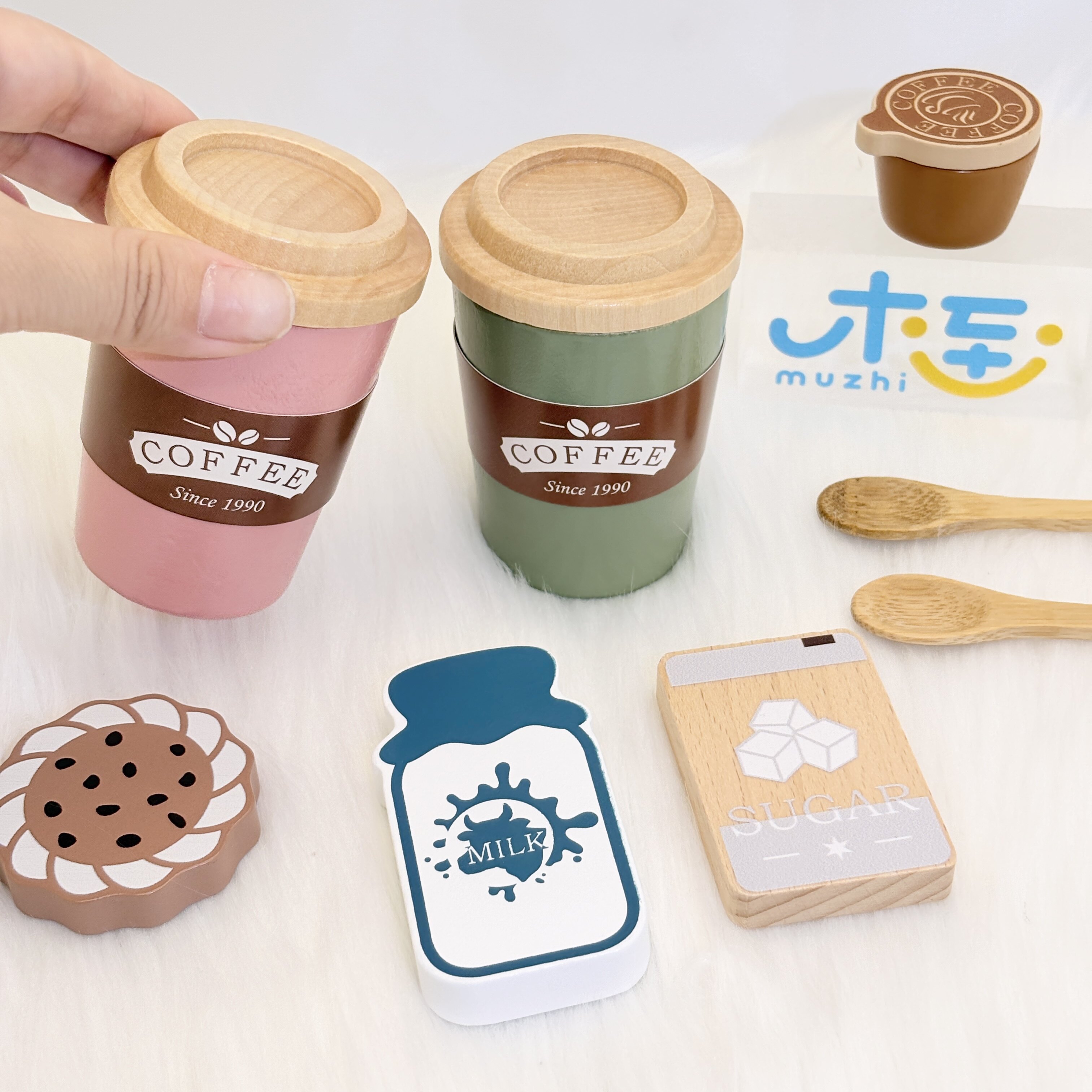 木质咖啡杯过家家玩具套装儿童仿真咖啡下午茶茶具男女孩益智玩具