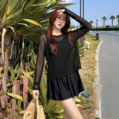 大码女连体裙式遮肚显瘦泳衣