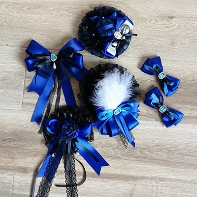 原创洛丽塔宫廷发饰蓝色复古花丸礼帽发夹配饰水神cos头饰小物