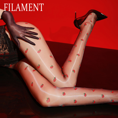 FILAMENT极光印花草莓极光丝薄款连裤袜黑丝性感美腿丝袜细腻丝滑
