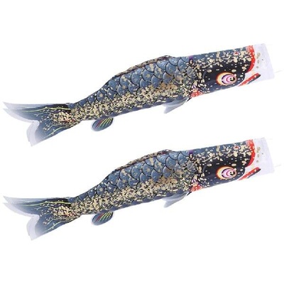 2 Pcs Koi Fish Decorative Banner Japanese Outdoor Garden