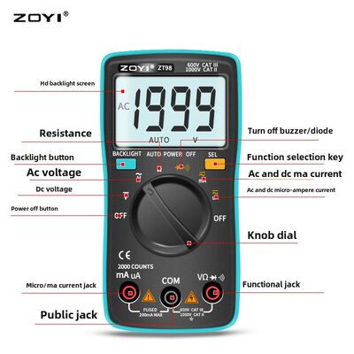 中易Zoyi Zt 980k手持式自动量程数字手持式高精度数显万用表